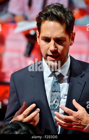 Tokyo, Japan. 15th September, 2015. American actor Paul Rudd speaks ...