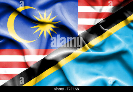 Malaysia and Tanzania flags. 3D Waving flag design. Malaysia Tanzania ...