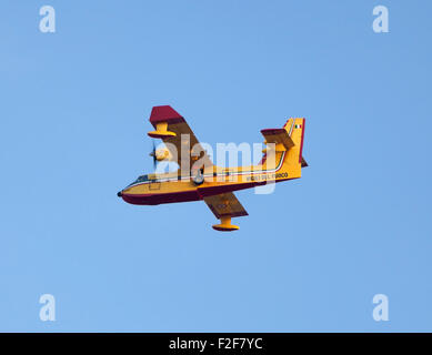 Aerial firefighting. Aircraft preparing to collect sea water Stock ...
