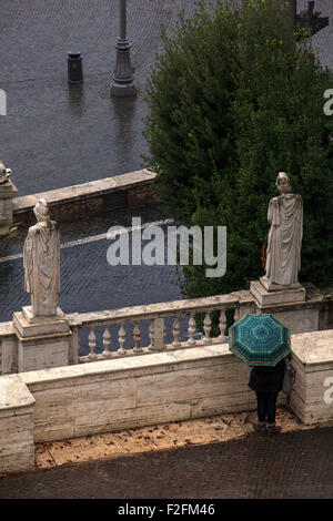 Statues in the Piazza del Popolo in Rome, Italy, the middle of Summer ...