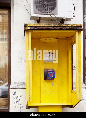 Emergency button in a public city park with an English word emergency ...