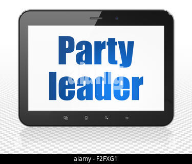 Politics concept: Tablet Computer with Party Leader on display Stock ...