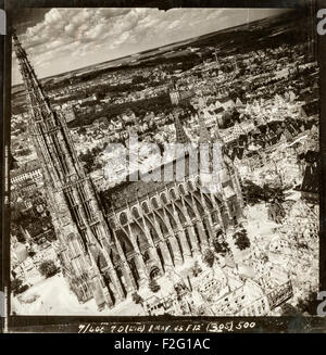 Aerial photograph of the German city of Ulm taken after the devastating ...