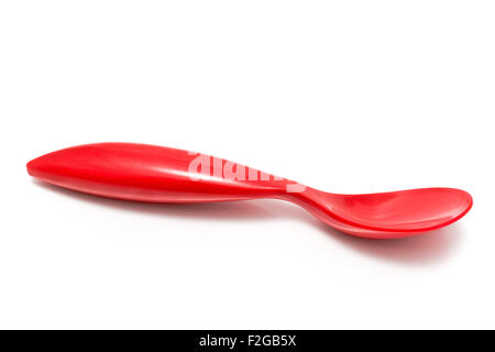 Red plastic spoon isolated on white background Stock Photo - Alamy