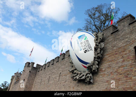 Giant rugby ball crashes into Cardiff Castle to mark the start of the ...