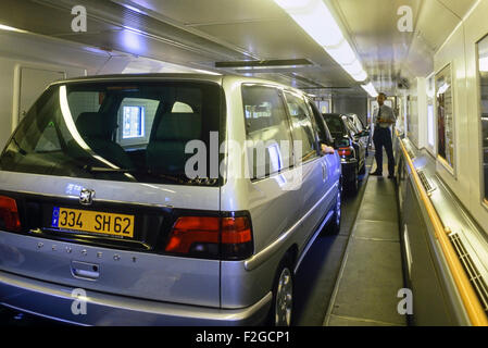 channel tunnel car train interior france uk Stock Photo - Alamy