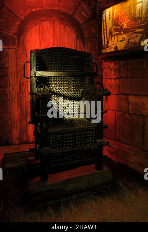 Torture iron spikes medieval chair detail Stock Photo - Alamy