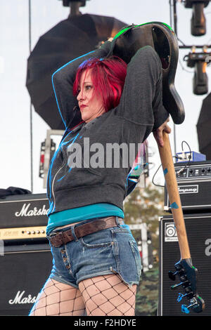 Jennifer Finch of L7 performs during Riot Fest at Douglas Park on Sept ...