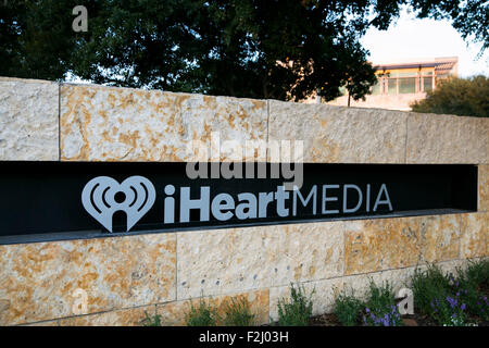 A logo sign outside of the headquarters of iHeartMedia, Inc., in San ...