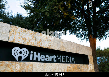 A logo sign outside of the headquarters of iHeartMedia, Inc., in San ...
