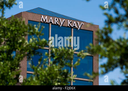 A logo sign outside of the headquarters of Mary Kay, Inc., in Addison ...