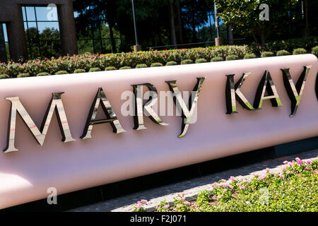 A logo sign outside of the headquarters of Mary Kay, Inc., in Addison ...