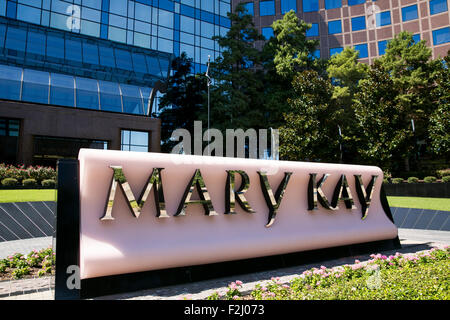 A logo sign outside of the headquarters of Mary Kay, Inc., in Addison ...