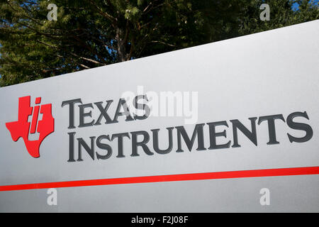 A logo sign outside of the headquarters of Texas Instruments in Stock ...