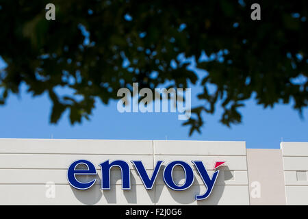 A logo sign outside of the headquarters of Envoy Air Inc., the parent ...
