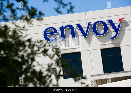 A logo sign outside of the headquarters of Envoy Air Inc., the parent ...