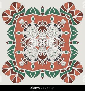 Delicate color pattern in Oriental style. Square ornament for shawls ...