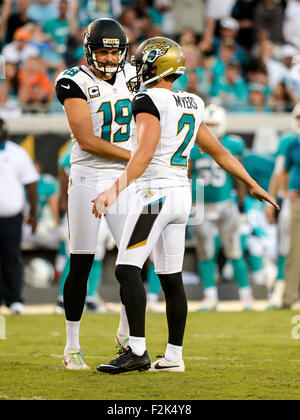 Jacksonville Jaguars punter Bryan Anger kicks as he warms up prior to ...