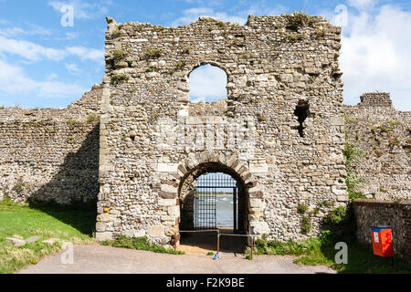 England. Portchester castle. Portus Adurni, Roman Saxon Shore fort and ...