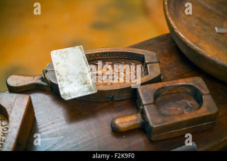 ARZO, ITALY - MAY, 15: View of ancient tools specific to make butter ...