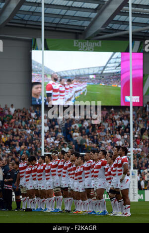 Brighton, UK. 19th Sep, 2015. Japan fans (JPN) Rugby : 2015 Rugby World ...