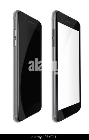 Fashionable phones realistic smartphones with black screen and shadows ...