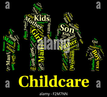 Childcare Word Meaning Looking After And Nanny Stock Photo - Alamy