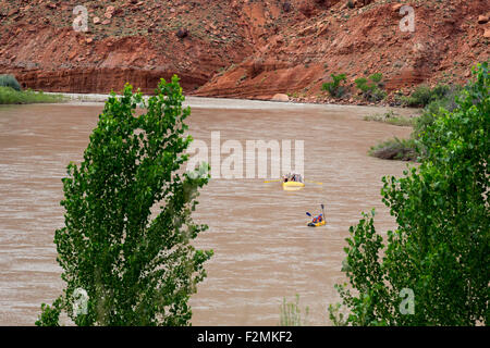 Moab, Utah - Rafters float down the Colorado River Stock Photo - Alamy