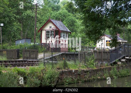 Consall station on the Churnet Valley Railway with a steam train ...