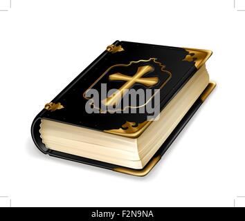 Holy bible - black and white closed book vector illustration isolated ...