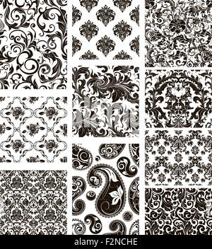 Set of ten patterns, black silhouettes part1 Stock Vector Image & Art ...