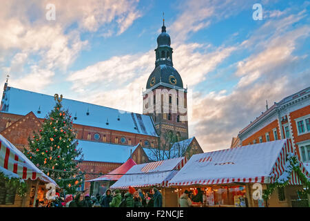 RIGA, LATVIA - DECEMBER 28, 2014: Christmas atmosphere at the Christmas ...