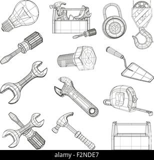 Technical Drawing and Drafting Tools Set, Mathematics Geometry Line Art ...
