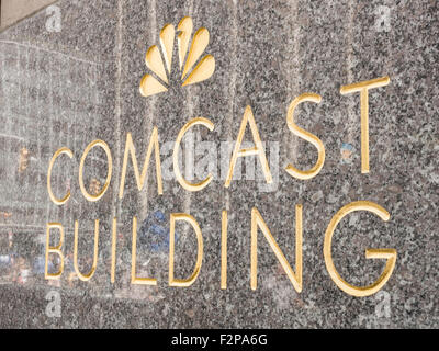 NBC Tower, 30 Rock Building At Night in Rockefeller Center, Manhattan ...