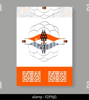 Flyer, leaflet, booklet layout. Editable design template. A4 2-fold brochure with abstract ...