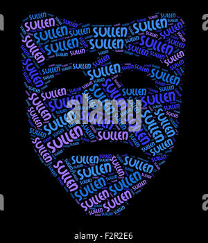 Sullen Word Indicating Resentful Surly And Grumpy Stock Photo - Alamy