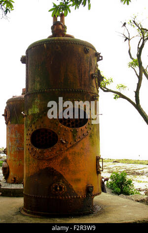a steam locomotive engine room with the boiler and valves Stock Photo ...