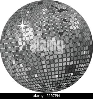 Vector Grey Disco Ball on Colorful Neon Brick Background. Light snow ...