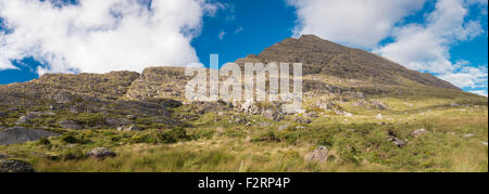 Tilted and folded Devonian sandstone rocks which form Hungry Hill in ...