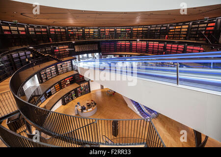 The illuminated escalators in the new Library of Birmingham, England ...