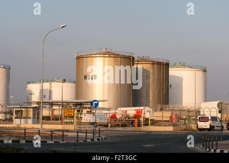 View on the storage of petrol reserves on Dhekelia road in Larnaca ...