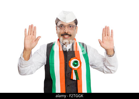 1 indian Adult Man Politician Waving Hands Showing Stock Photo - Alamy