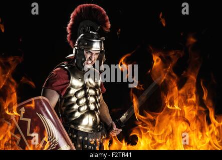 Angry roman legionary soldier in front of coliseum Stock Photo - Alamy