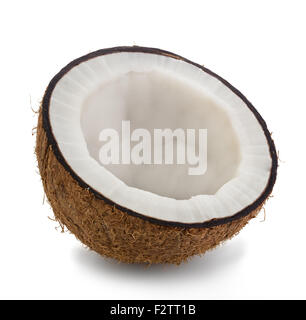 Close-up of Broken coconut isolated on white background Stock Photo - Alamy