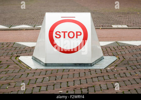 Warning signs for the rising bollard traffic control at Emmanuel street ...