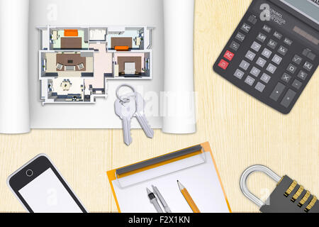Model plan of flat with folder Stock Photo - Alamy