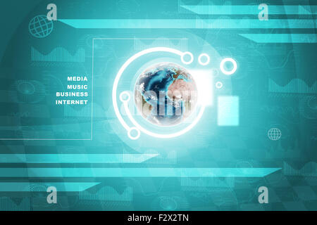 Earth globe with graphical charts Stock Photo - Alamy