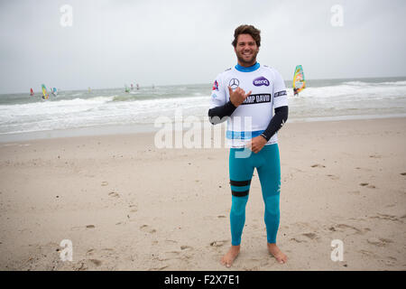 German windsurfer and two-time world champion Philip Koester poses ...