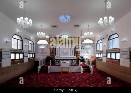 A Karaite Jew praying in a Karaite synagogue in the city of Ramle or ...