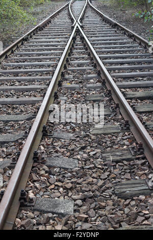 splitting railroad, double-track railroad, rail tracks Stock Photo - Alamy
